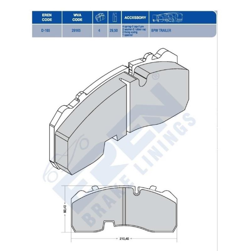 Set placute frana eren balata BPW - Auto Truck